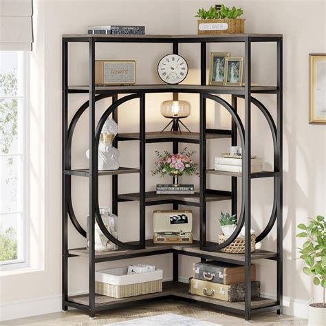Byblight Eulas In Wide Rustic Gray Shelf Industrial L Shaped