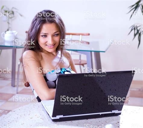 Woman Uses Laptop Used Laptops Stock Images Free Photos For Sale