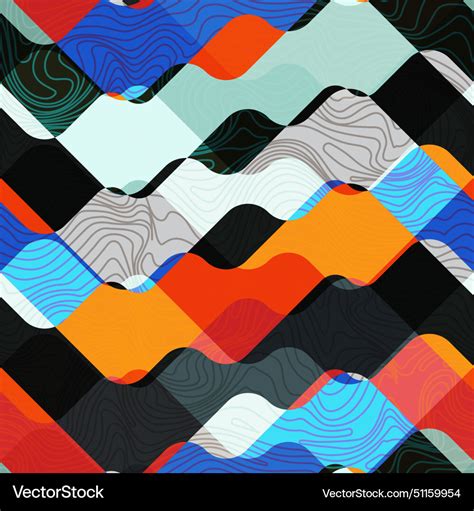 Colourful Wave Mosaic Seamless Pattern Royalty Free Vector