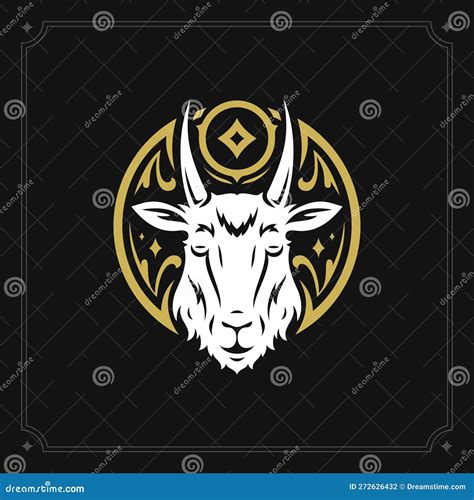 Capricorn Zodiac Art Deco Symbol Horoscope Occult Horned Goat Black