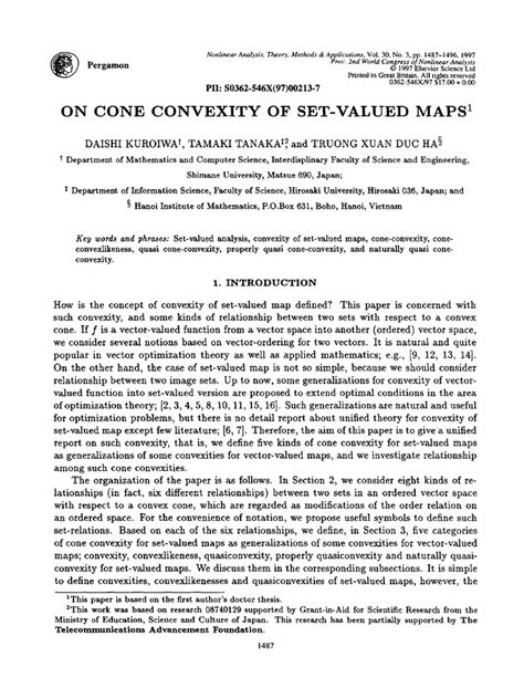 Kuroiwa1997 Cone Convexity Pdf Convex Set Mathematical Optimization