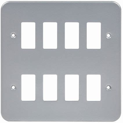 Metal Clad Grid Front Plate Gang Satin Silver Matrix Range