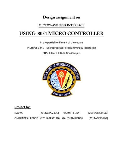 design of microwave oven using 8051 micro controller pdf computing
