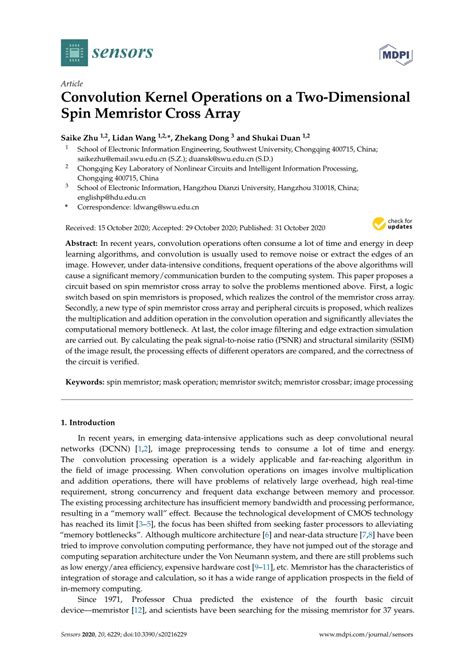 Pdf Convolution Kernel Operations On A Two Dimensional Spin Memristor