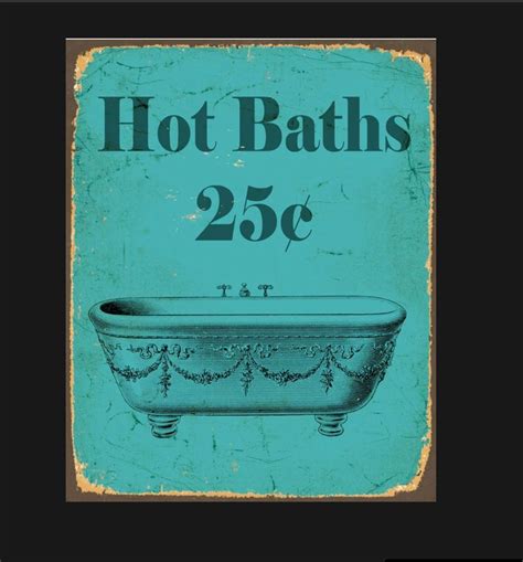 Vintage Hot Baths Ad Sign Bathroom Sign Vintage Sign Retro Etsy Uk