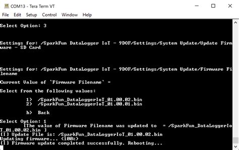Updating Firmware Sparkfun Datalogger Iot Hookup Guide