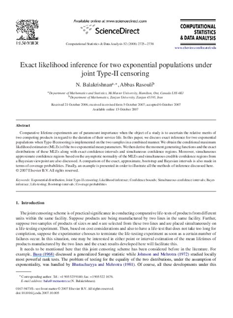 pdf exact likelihood inference for two exponential populations under
