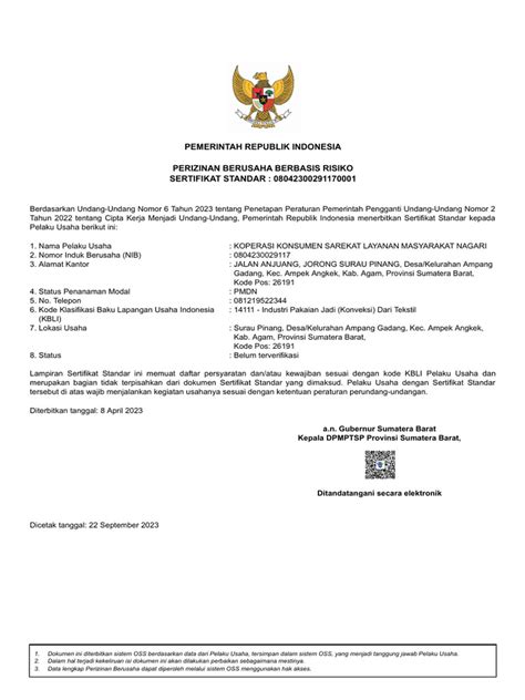 Sertifikat Standar Salaman Pdf