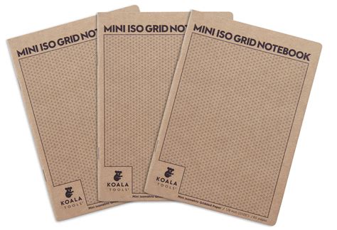 Mini 1 8 Isometric Grid 5 X 7 Kraft Cover Notebook Koala Tools