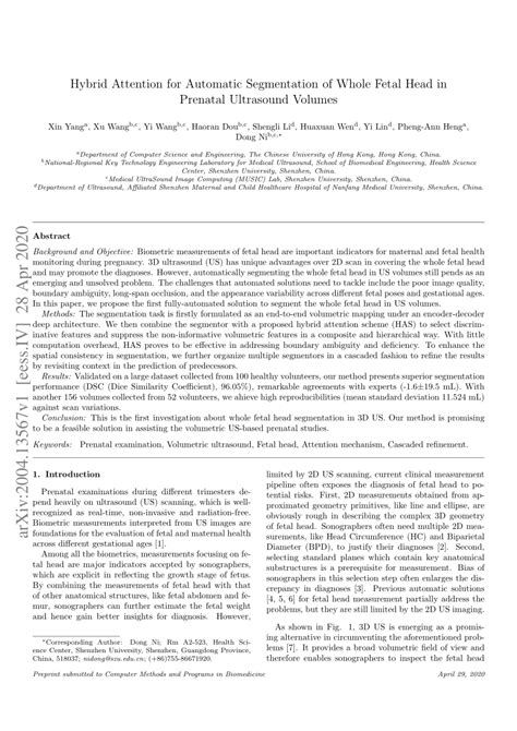 Pdf Hybrid Attention For Automatic Segmentation Of Whole Fetal Head In Prenatal Ultrasound Volumes