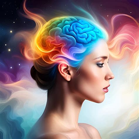 Premium Ai Image A Woman With A Rainbow Brain On Her Head