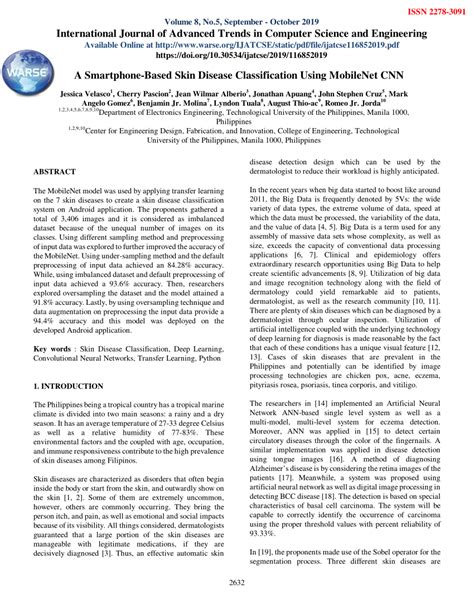 Pdf A Smartphone Based Skin Disease Classification Using Mobilenet Cnn