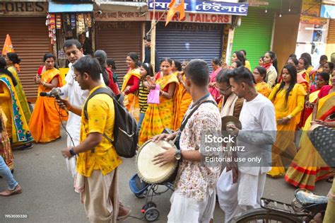 Followers Of Iskcon Society Celebrating For Pran Pratistha Ceremony Of