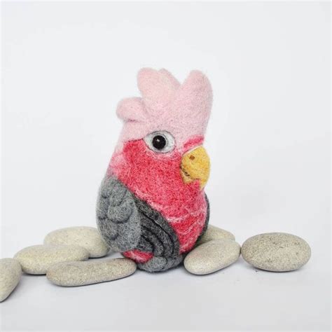 Pink Needle Felted Rose Breasted Cockatoo Ornament
