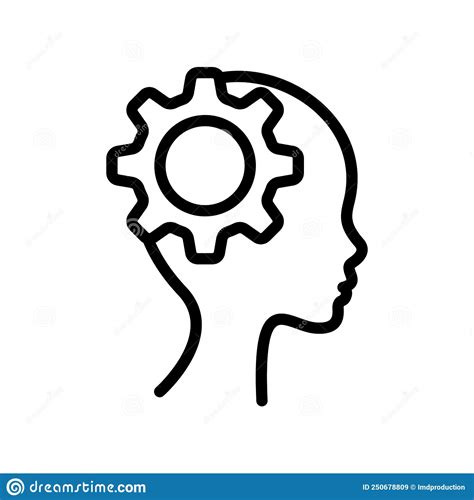 Human Head With Cogwheels Inside Linear Icon Artificial Intelligence