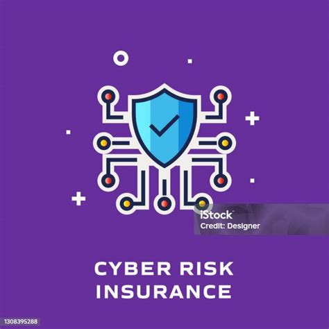 Icône Plate De Ligne Dassurance De Cyber Risque Illustration De Symbole
