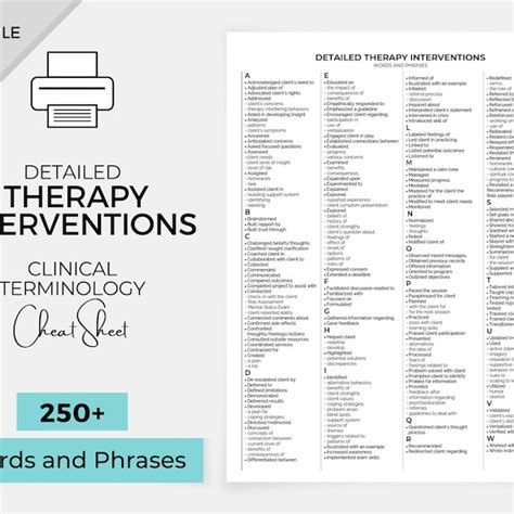 Therapy Notes And Intervention Cheat Sheet Etsy