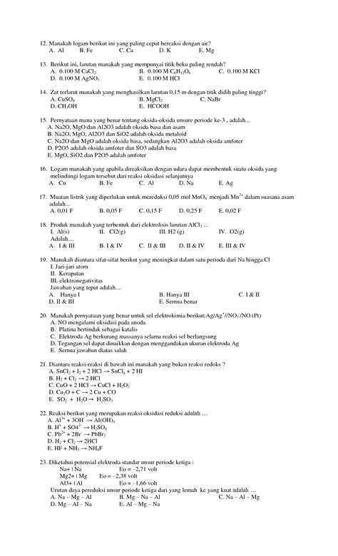 SOLUTION Latihan Soal Kimia Kelas Xii Studypool