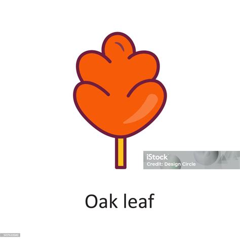Vektor Daun Ek Ilustrasi Desain Ikon Garis Besar Penuh Simbol Alam Pada