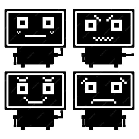 Premium Vector Collection Of Cute Robot Facial Expressions
