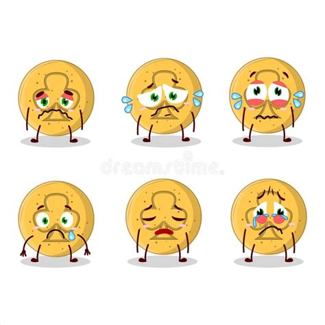 Dalgona Candy Trefoils Cartoon Character With Sad Expression Stock Vector Illustration Of