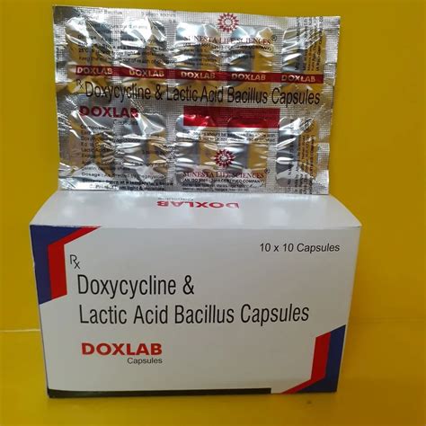 Doxycycline And Lactic Acid Bacillus Capsule Packaging Type Box 10x10 Tablets At Rs 1590 Box