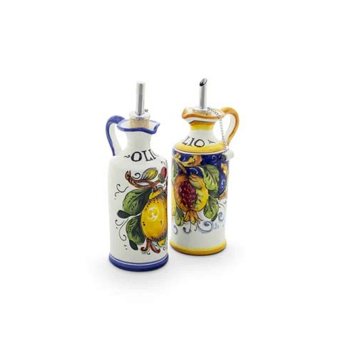 Small Oil Cruet By Borgioli Limone Blu Made In Italy Finch And Lane