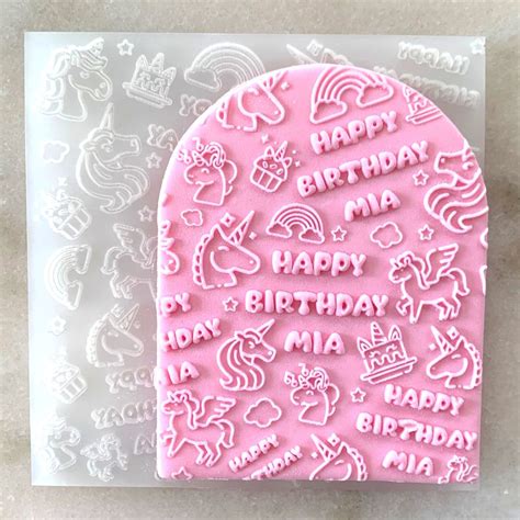 Personalised Unicorn Birthday Cookie Stamp Fondant Embosser Pixie Patio