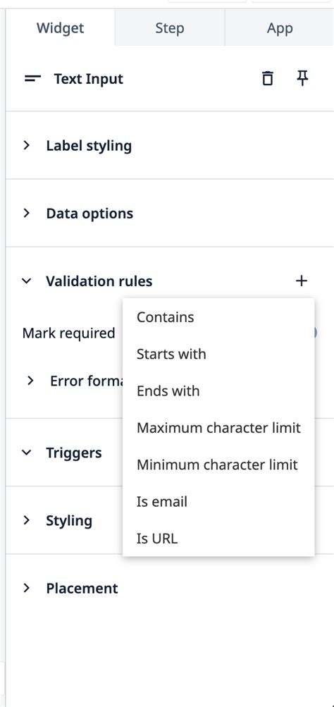 Data Validation For Input Widgets