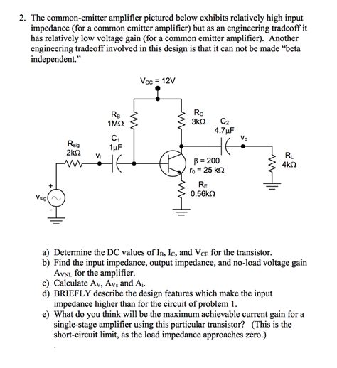 Solved 2 The Common Emitter Amplifier Pictured Below Chegg Com