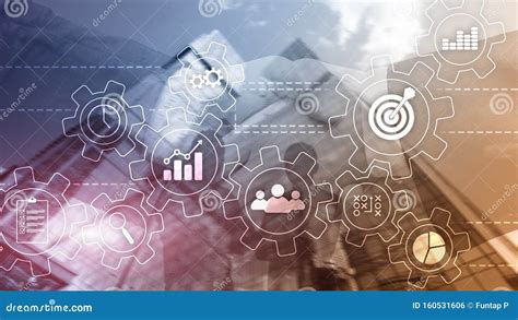 Concepto De La Automatizaci N De Proceso De Negocio Engranajes E Iconos En Fondo Abstracto Foto