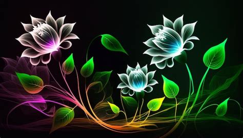 Un Papel Tapiz De Flores De Colores Con Un Fondo Negro Y Un Fondo De