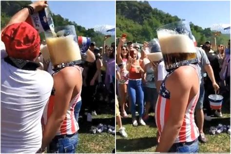 Drink Or Drown Man Gulps Down Entire Bucket Of Beer In Just A Few Seconds Watch Viral Video Drink Or Drown Man Gulps Down Entire Bucket Of Beer In Just A Few Seconds Watch Viral Video