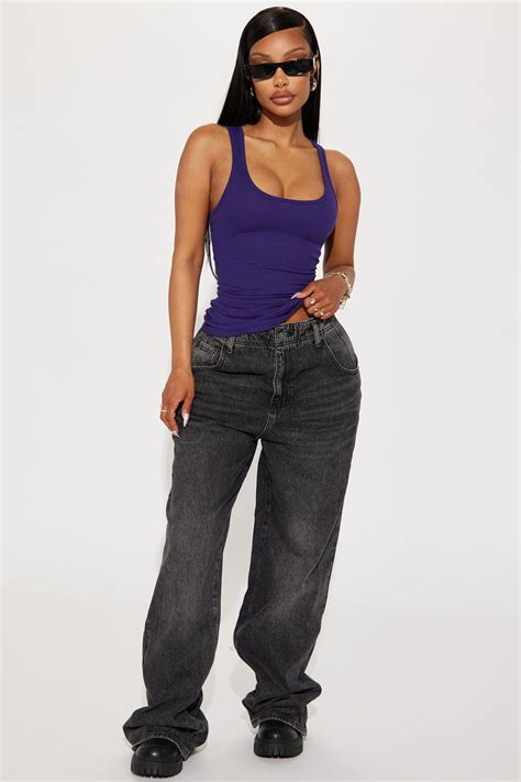Essential Racer Back Tank Top Purple Fashion Nova Basic Tops