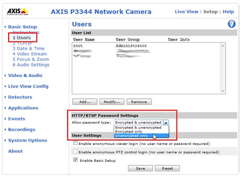 C Mor Video Surveillance Axis Ip Camera Encrypted Unencrypted Settings
