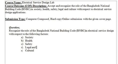 Solved Course Name Electrical Service Design Lab Course