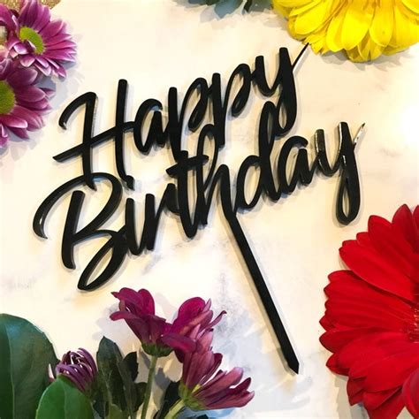 Acrylic Happy Birthday Cake Topper Mirror Etsy