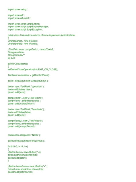 Calculadora Java Pdf Números Enseñanza De Matemática