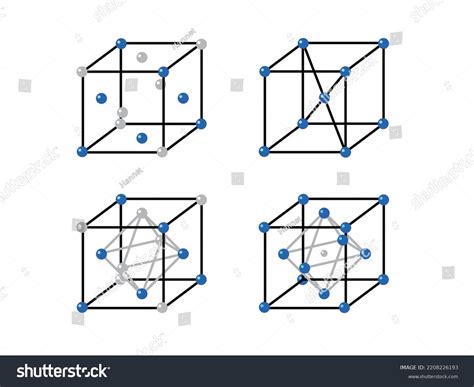 Set Volumetric Crystal Lattices Position Atoms Stock Vector Royalty