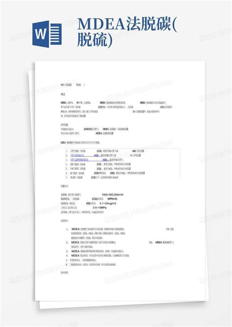 mdea法脱碳 脱硫 Word模板下载 编号lkrrrnov 熊猫办公