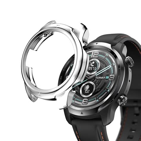 For Ticwatch Pro X Electroplated Tpu Half Wrapped Watch Protective Case Silver