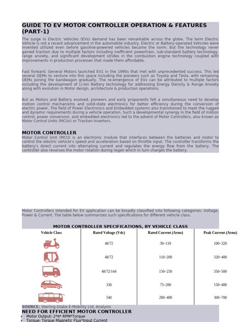Guide To Ev Motor Controller Operation Pdf