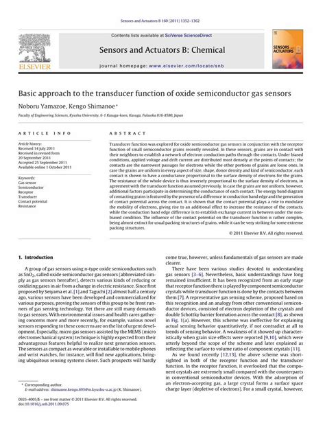 Pdf Basic Approach To The Transducer Function Of Oxide Semiconductor