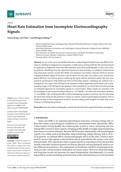 Pdf Heart Rate Estimation From Incomplete Electrocardiography Signals