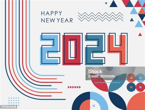 2024년 새해 복 많이 받으세요 화려한 스타일의 현대적인 기하학적 추상 배경이 있는 예술 배너 디자인 새해 복 많이 받으세요
