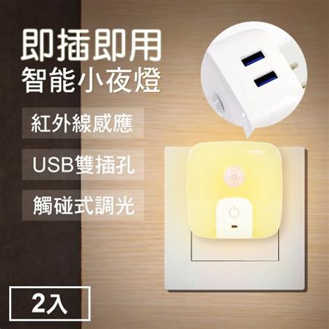 雙usb供電孔紅外線感應燈小夜燈2入 插頭式的價格推薦 2024年12月 比價比個夠biggo