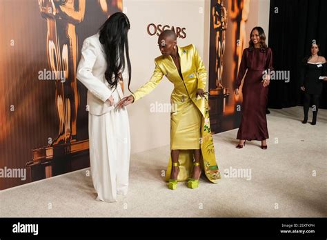 Demi Moore From Left Cynthia Erivo And Zoe Saldana Arrive At The