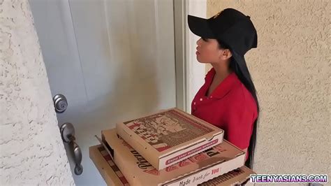 Two Horny Teens Ordered Some Pizza And Fucked This Sexy Asian Delivery