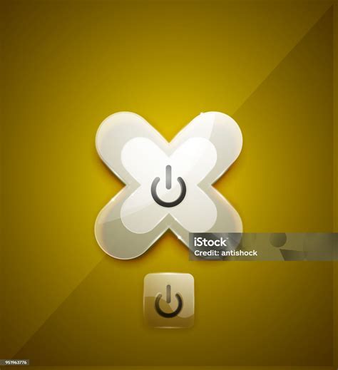 유리 투명 효과 전원 시작 버튼에 아이콘을 벡터 Ui 또는 애플 리 케이 션 심볼 디자인 에 대한 스톡 벡터 아트 및 기타