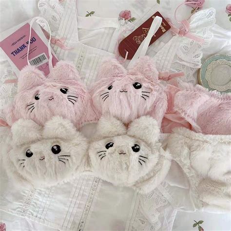 Cute Kitty Cat Plush Bra And Panty Set Abdl Diapers